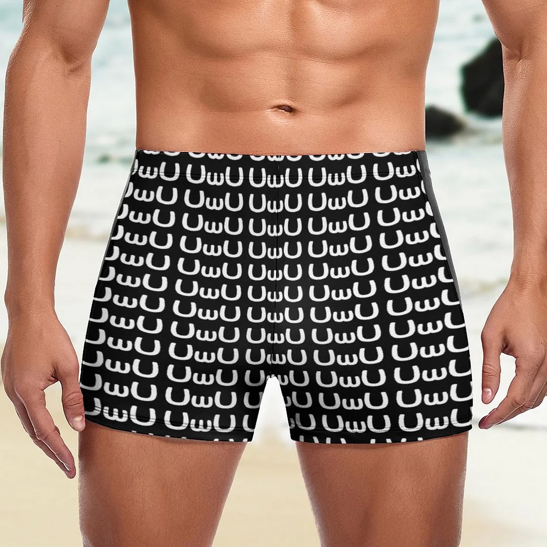 SFNEEWHO Uwu Happy Anime Face Emoticon Swim Brief Square Leg Mens Board ...