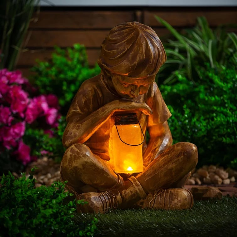 Last Day 69% OFF - A Boy With Solar Firefly Garden Statue