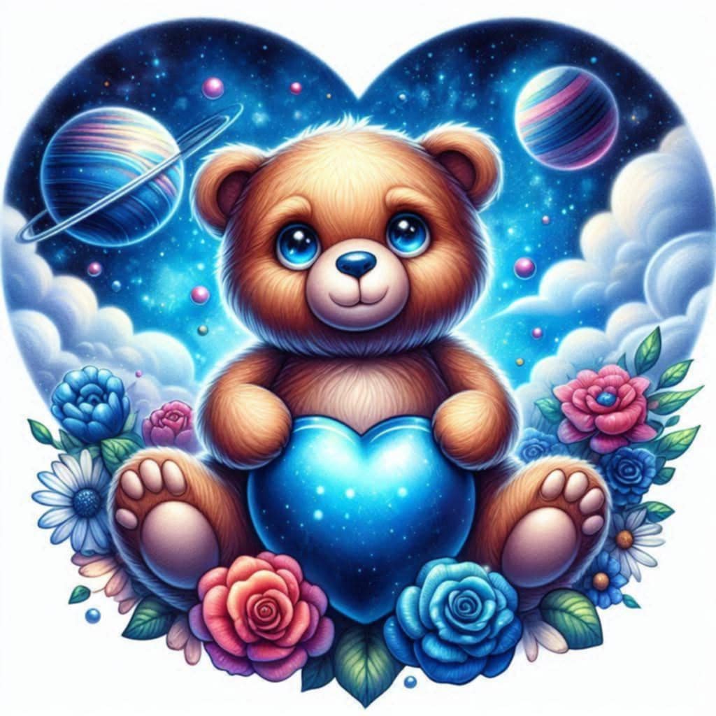Rose Love Bear (velvet cloth) AB drill full round/square diamond painting