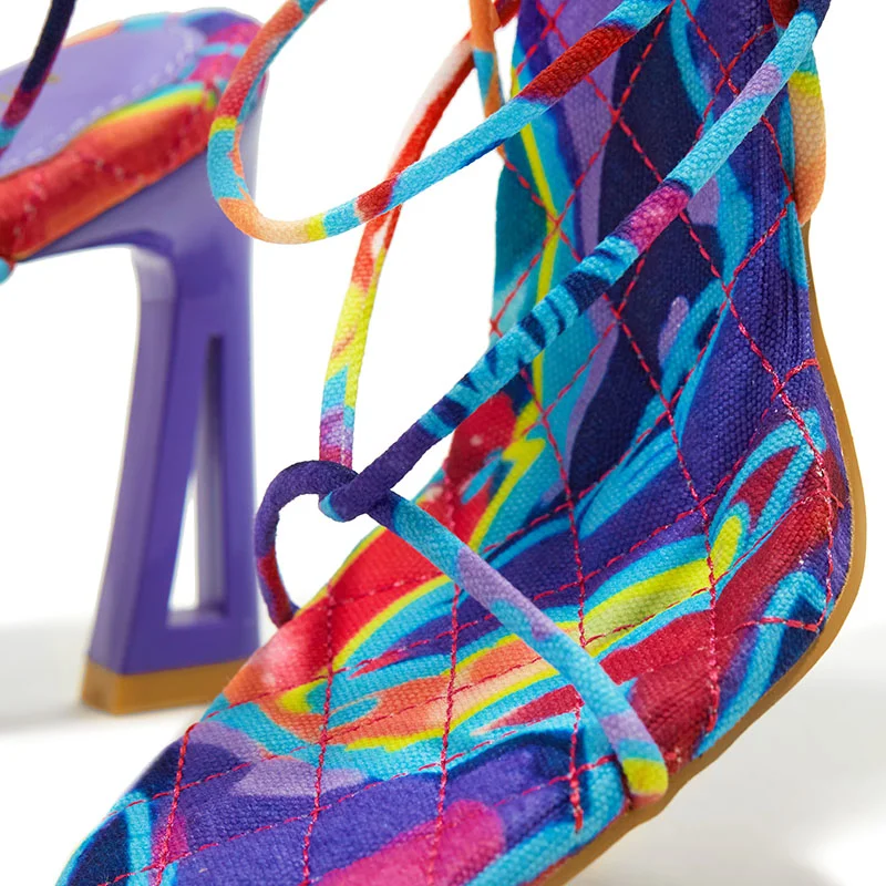 Purple Print Rope Heels