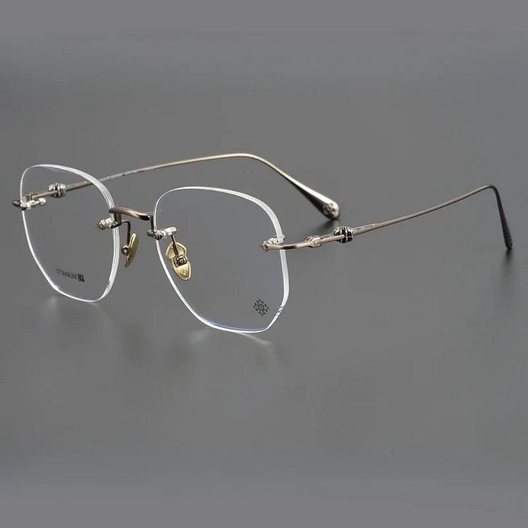 Ultra-light Pure Titanium High-end Rimless Eyeglass Frame For Men Women ...