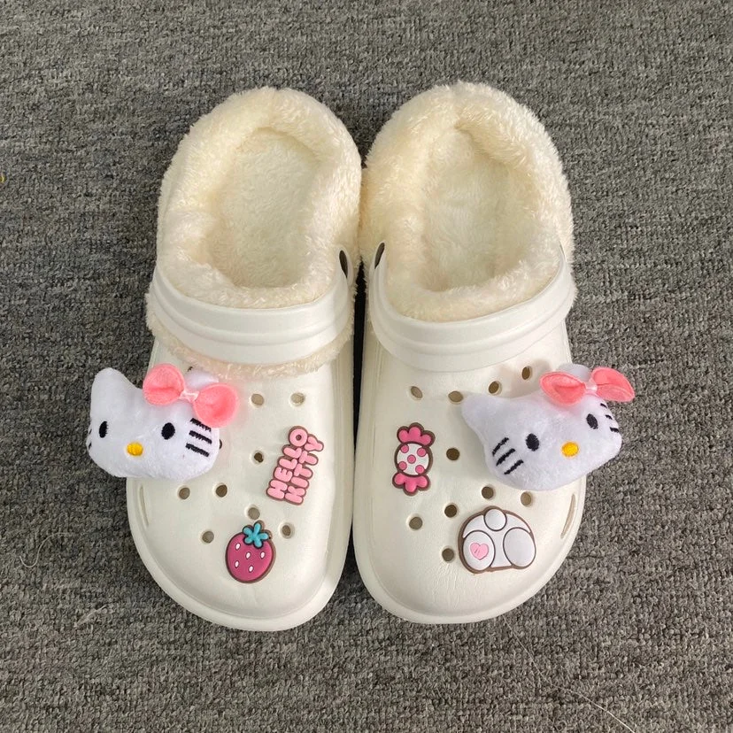 Kitty Winter Plush Crocs - Heartzcore