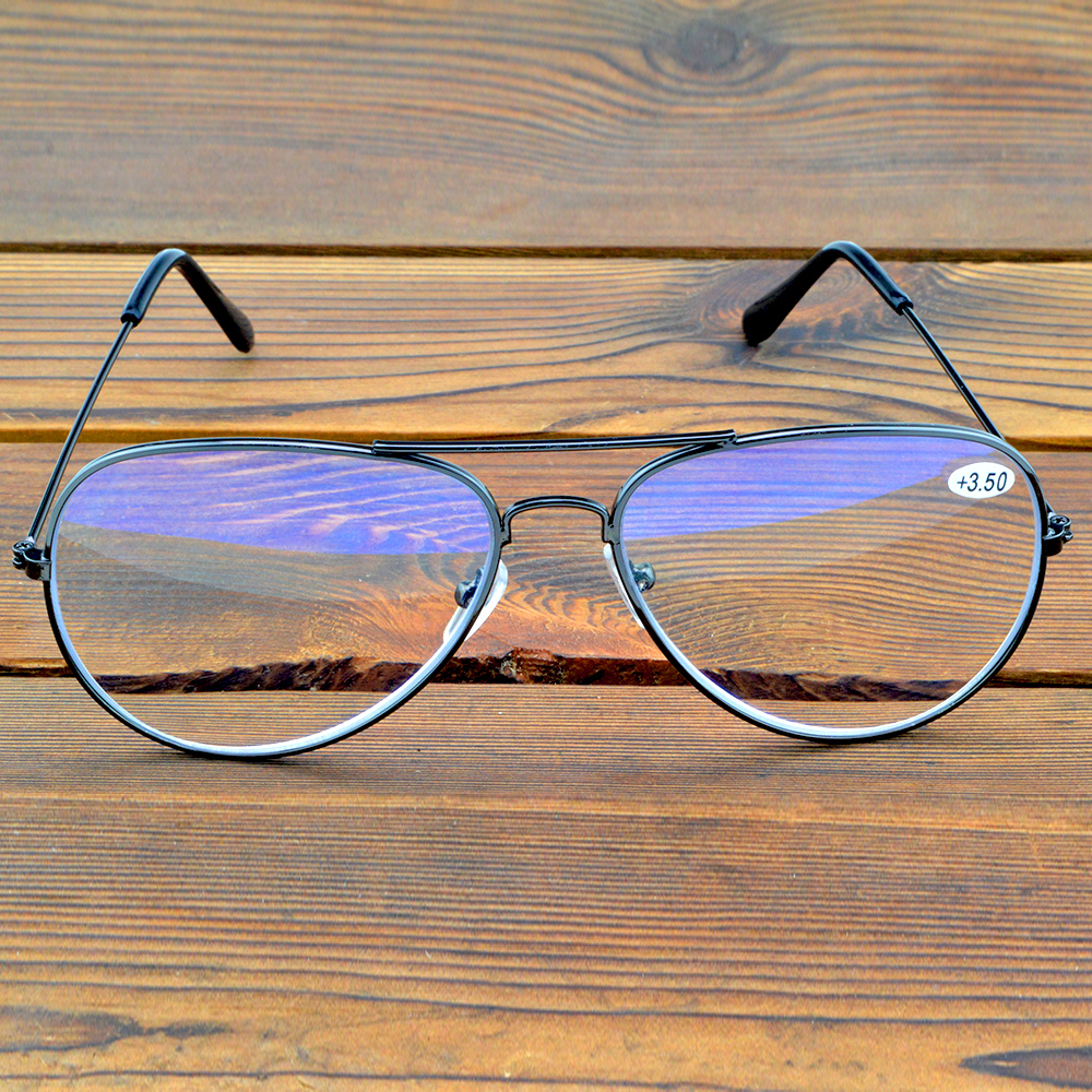 Oversized Double Bridge Frame Pilot Style Spectacles See Near N Far ...