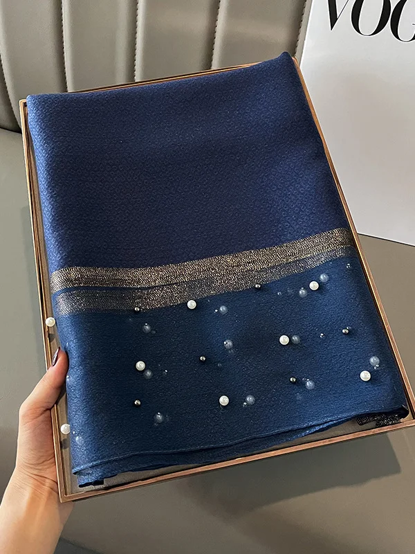 Sun-Protection Beaded Sheer Shawl & Scarf: Stylish UV Defense