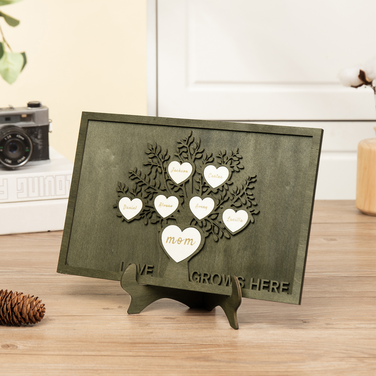 Family Tree Wood Frame Personalized Family Tree Sign Custom 7 Names ...