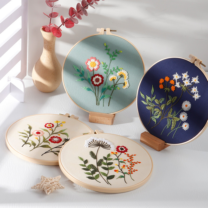 UrCustomHUB - Botanical Blossoms Embroidery Kit: Craft Your Floral ...