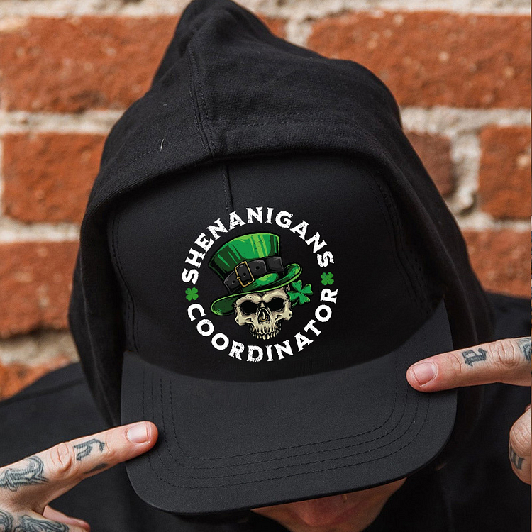 SHENANIGANS COORDINATOR Skull Black Fashion Cap