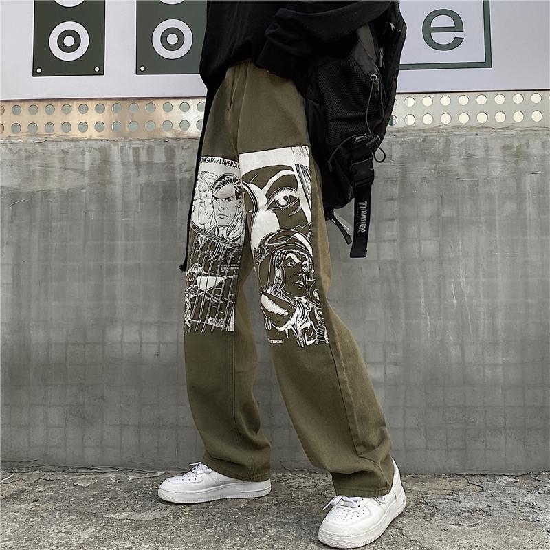 RETRO CHARACTER PRINT STRAIGHT PANTS