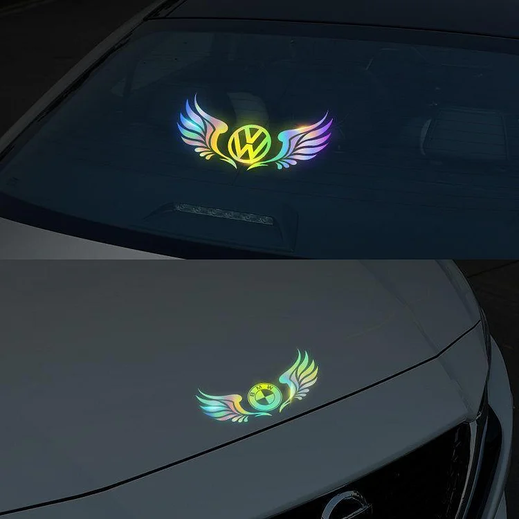 3D Angel Wings Colorful Laser Reflective Car Stickers 4PCS