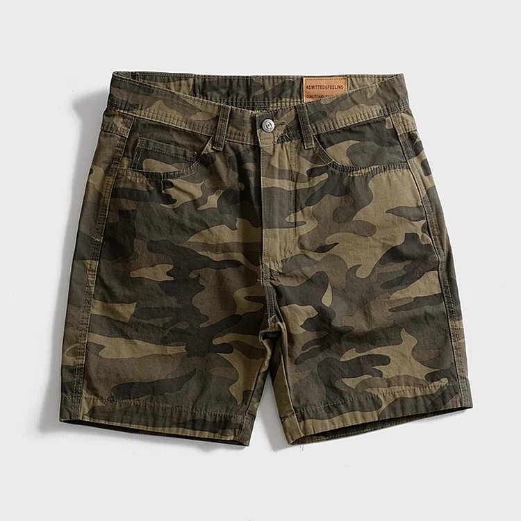 denimsuper American Camo Straight Cargo Multi-pocket Three Point Shorts