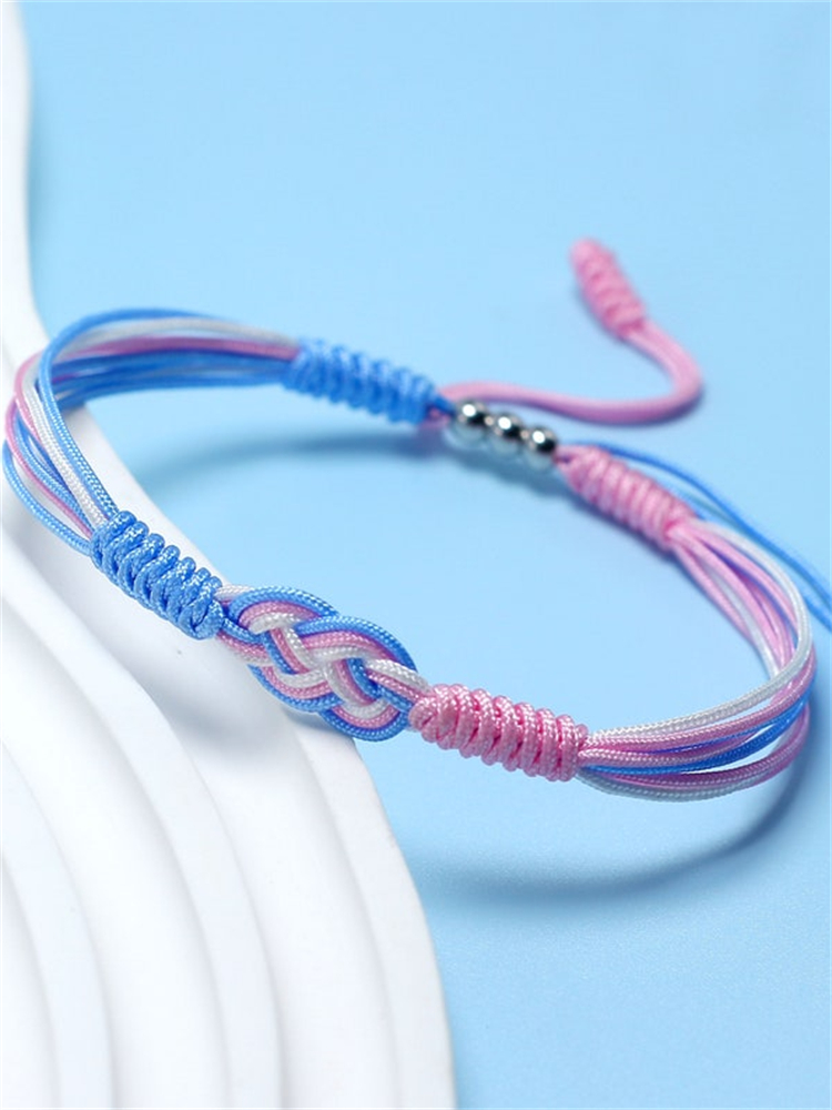 Comstylish Transgender Flag Color Infinity String Bracelet