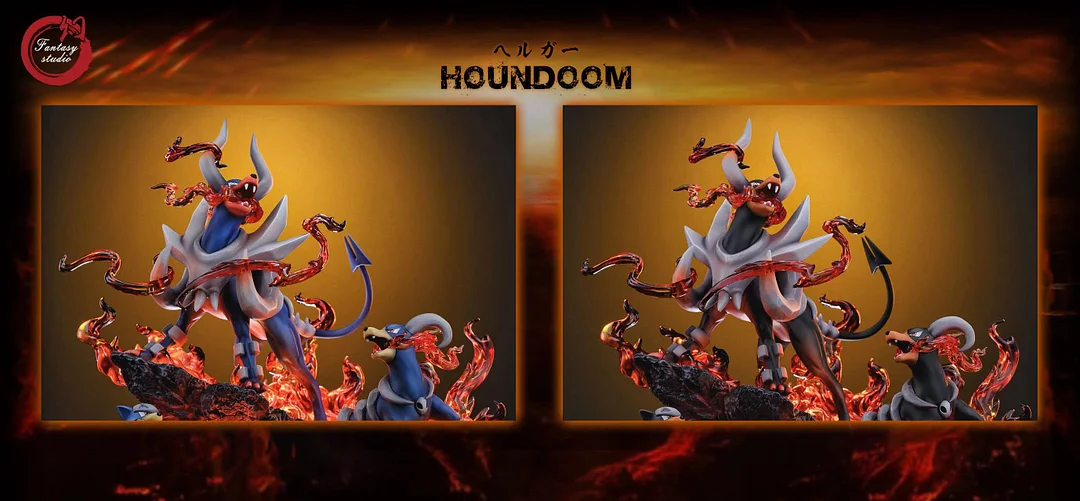GX Evolution Series 010 Houndoom Family with LED - Pokemon Resin Statue ...
