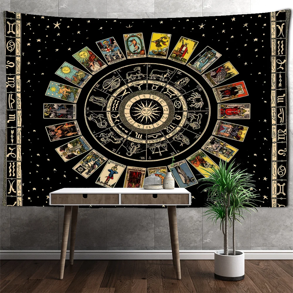 Nigikala Tarot Card Tapestry Wheel of the Zodiac Astrology Chart & the ...