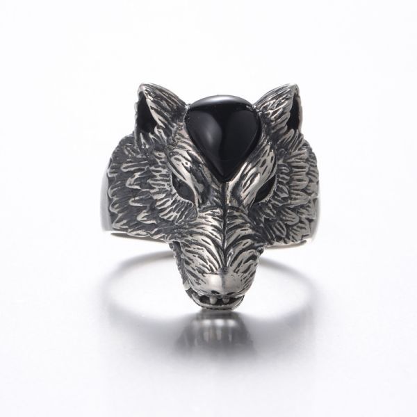 Sterling Silver Vintage Bully Wolf Head Open End Ring