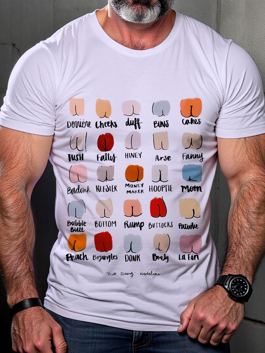 Butt Slang Rainbow LGBTQ Gay Print T-shirt