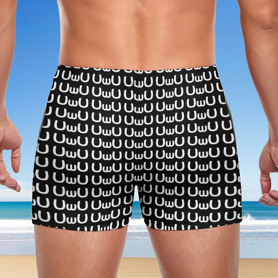 SFNEEWHO Uwu Happy Anime Face Emoticon Swim Brief Square Leg Mens Board ...