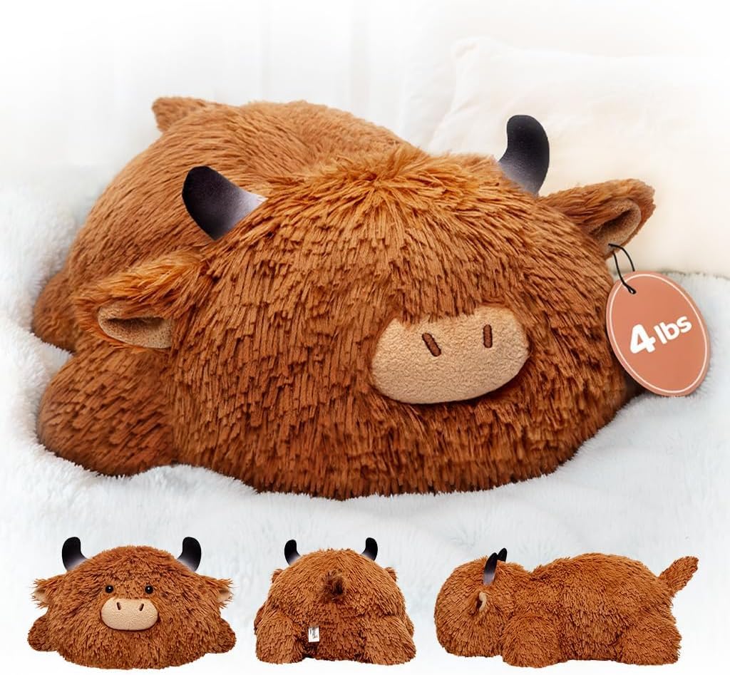 MeWaii® Highland Cow 4 Lbs Weighted Stuffed Animals Heavy Belly & Limbs ...