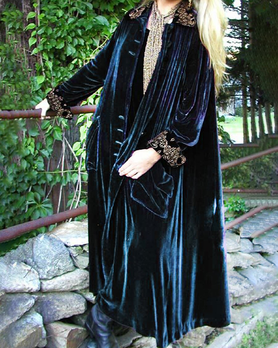 Ladies long velvet cardigan jacket skirt