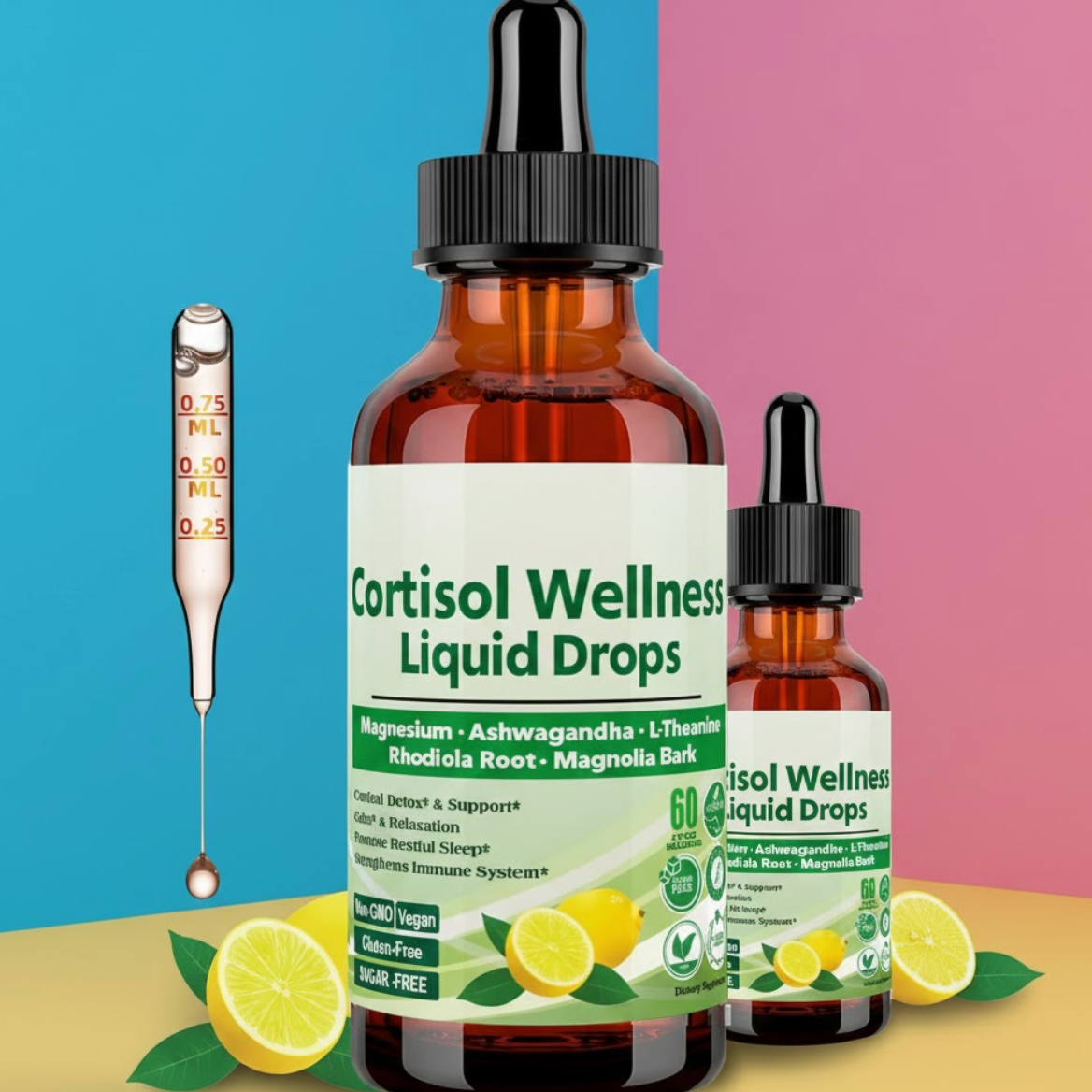 Cortisol Support Liquid Drops – 17-in-1 Herbal Complex with Magnesium ...