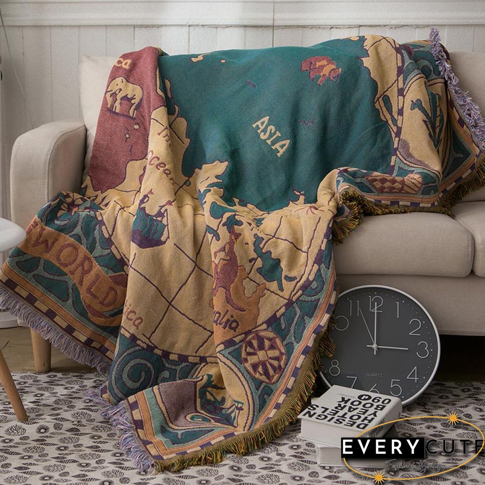 World Map Print Blanket