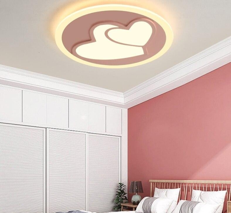 Acrylic Modern Led Ceiling Lights Pink Heart Shape For Living Room ...