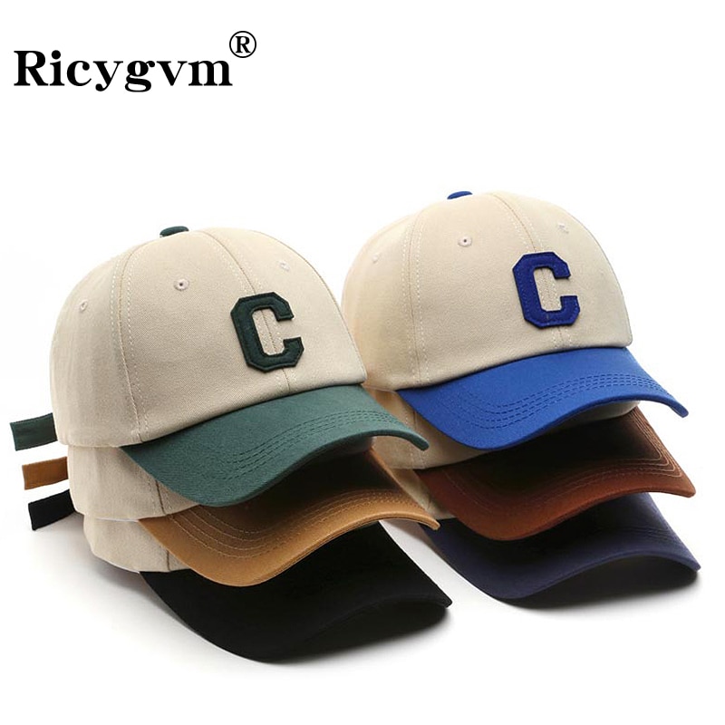 C Baseball Cap Black White Stitching Letter Embroidery Snapback Hat ...