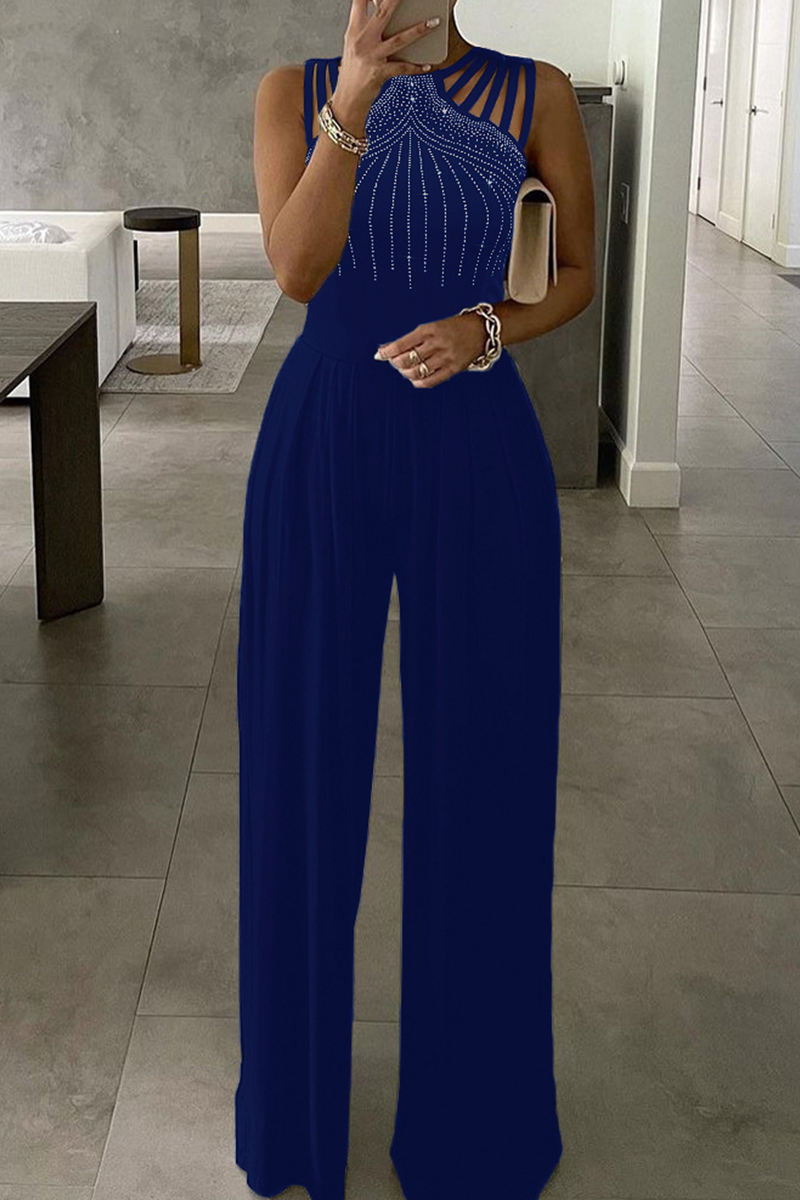 Sexy Hot Drilling Split Joint Halter Straight Jumpsuits