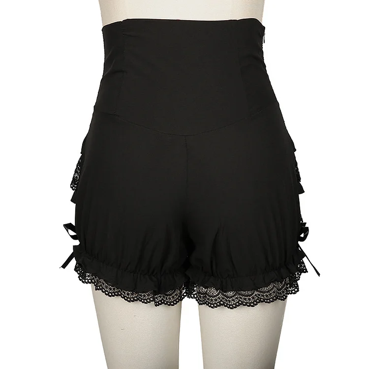 Lace Paneled Shirred Layered Shorts
