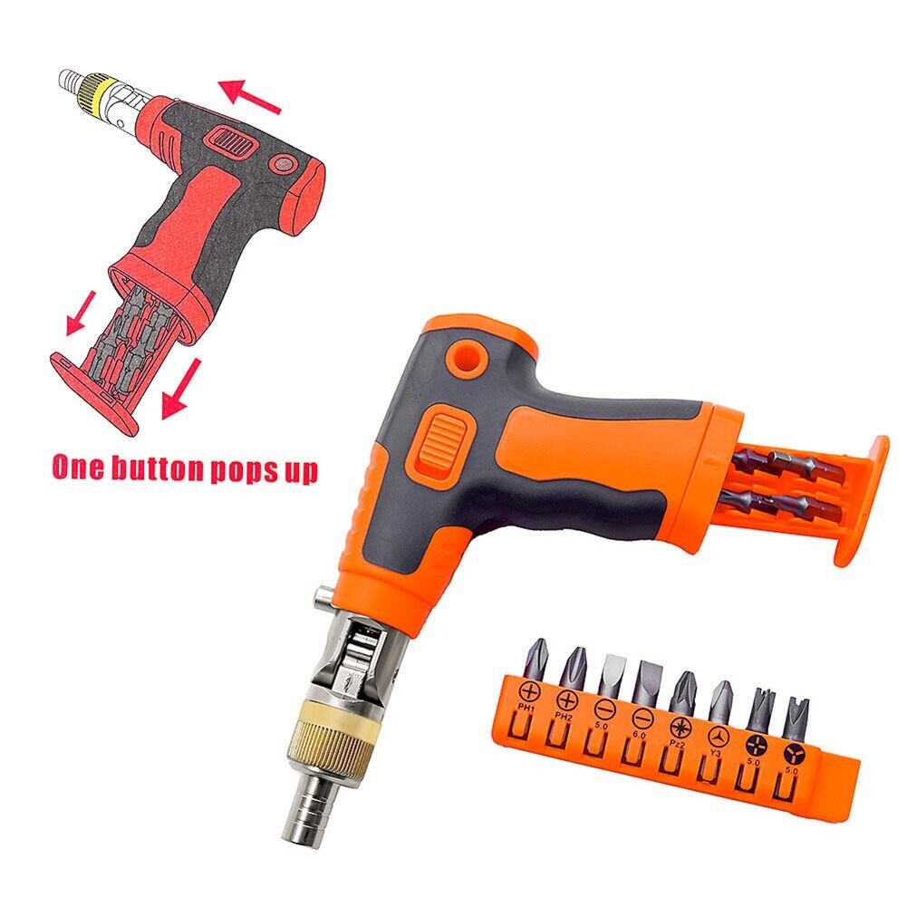 Magnetic Ratchet Screwdriver Set with 14 Bits Easy Handling and Secure Grip