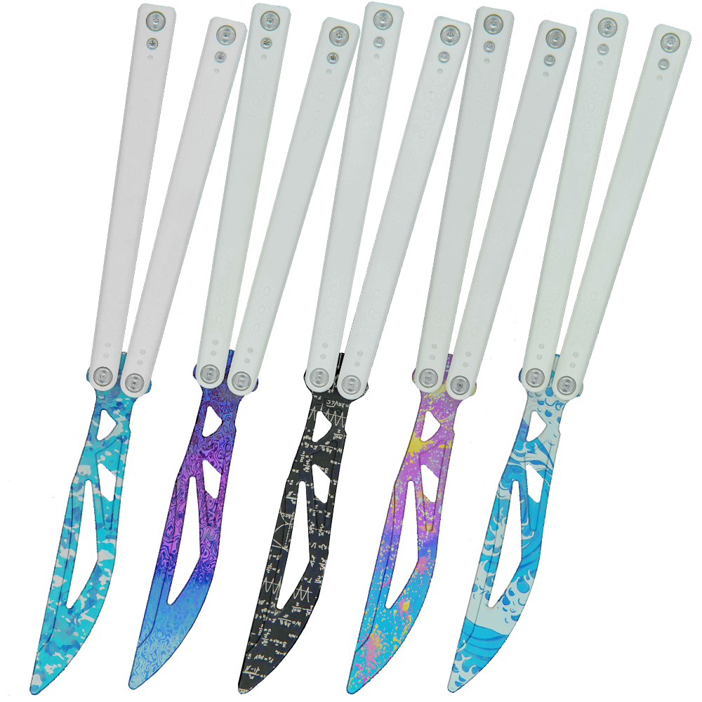 Starlight Balisong Colorful anodizing Blade Trainer White Handle