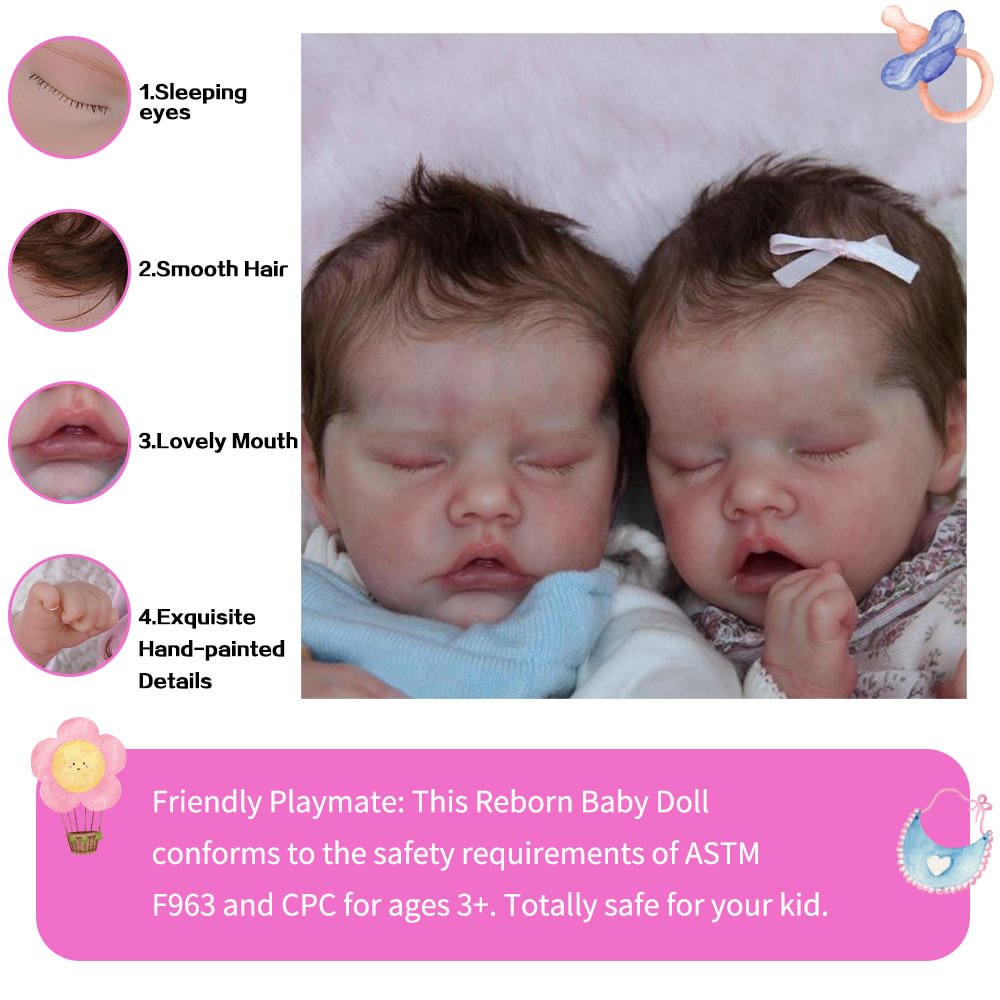 [Special Discount] 17" Twins Sister Debbie and Deborah Reborn Baby Doll ...
