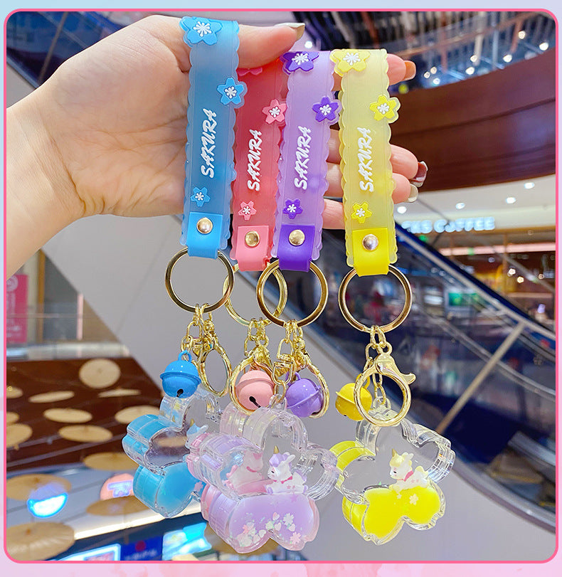 Sakura Acrylic Unicorn Keychain