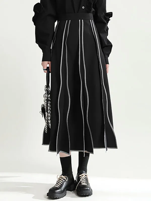 Original Irregular Contrast Color Striped Skirt