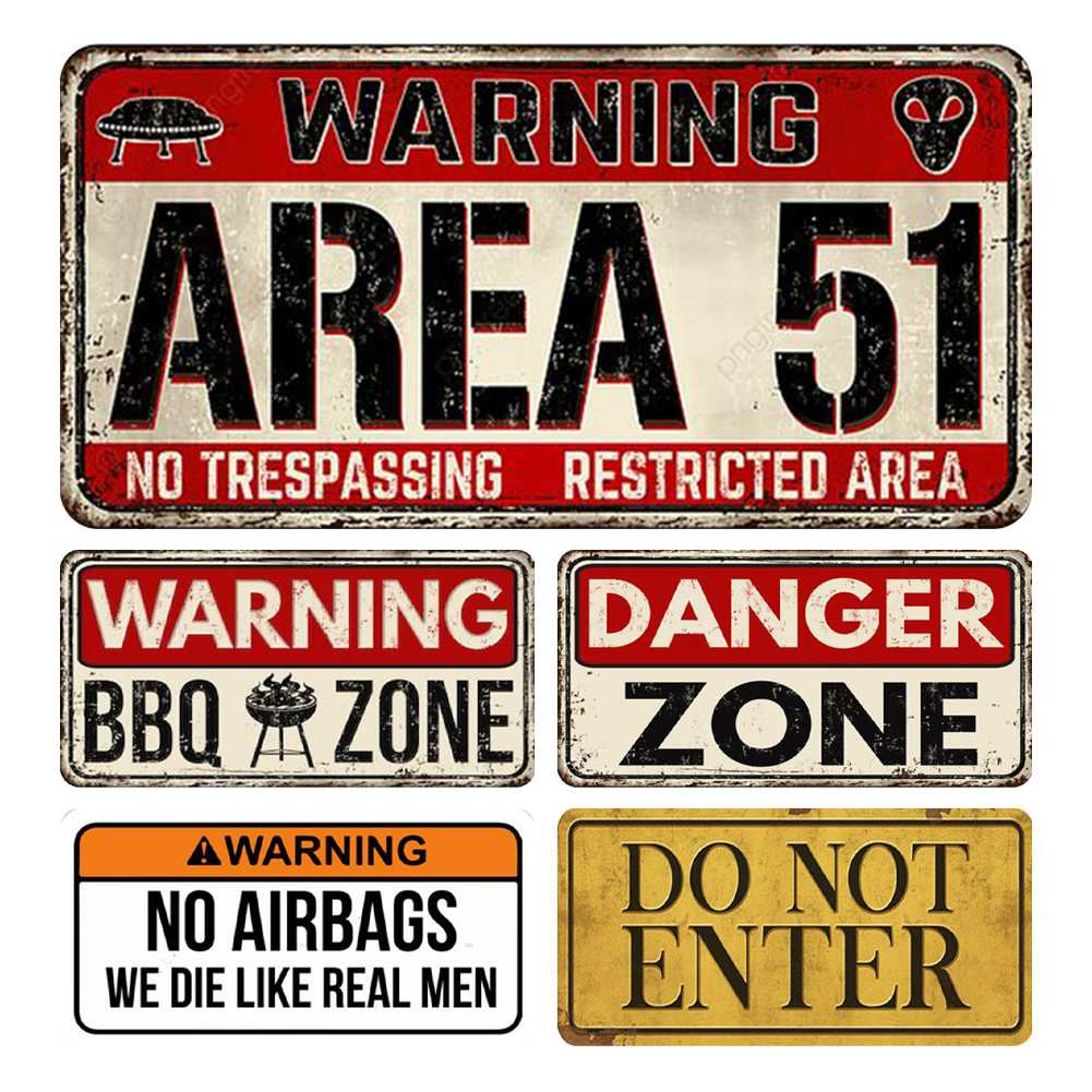 (Multi Style) Warning - Car License Metal Signs - 30*15cm