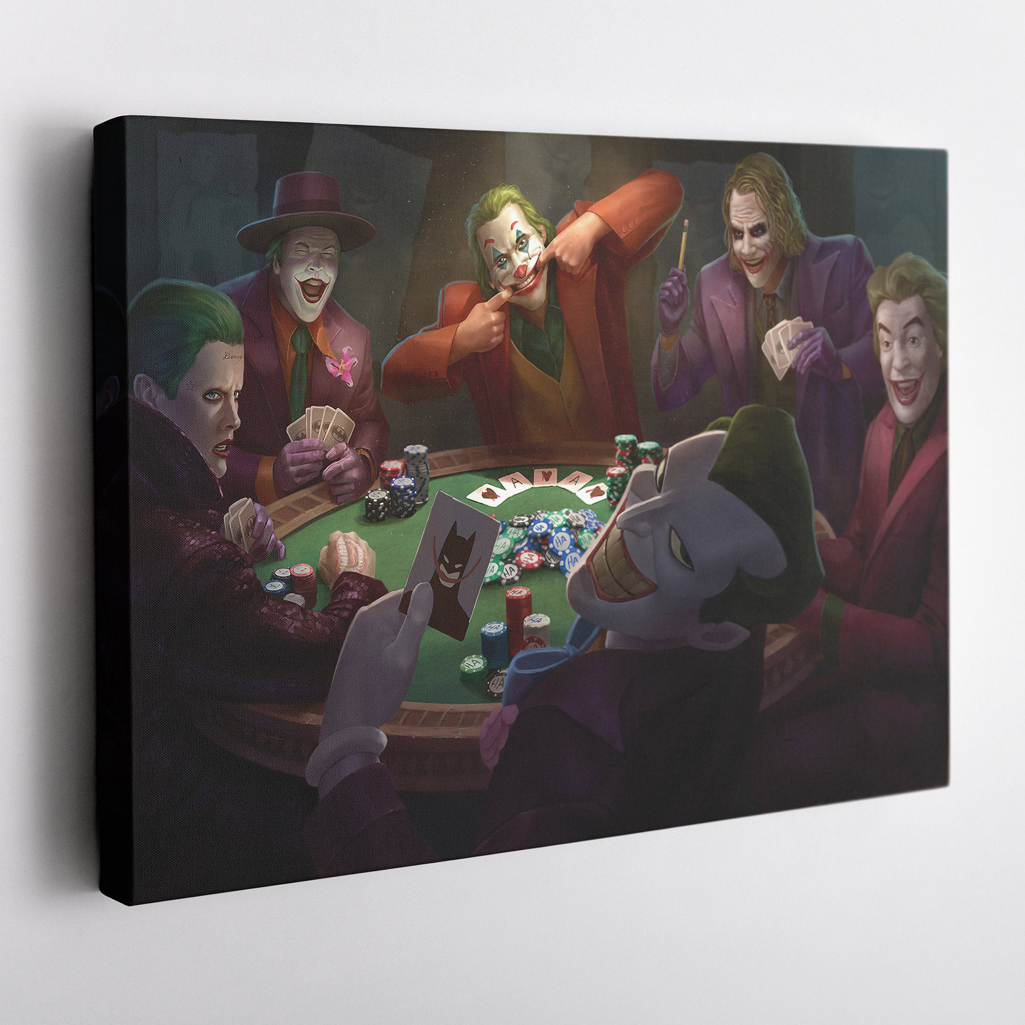 Jokers playing Poker Supervillain Canvas Unique Design Wall Art Print