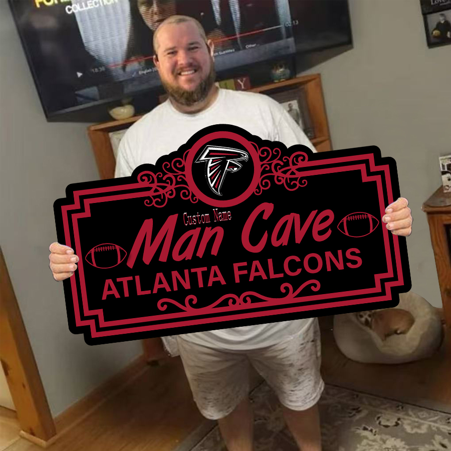 Custom Name Atlanta Falcons Man Cave Wooden Sign
