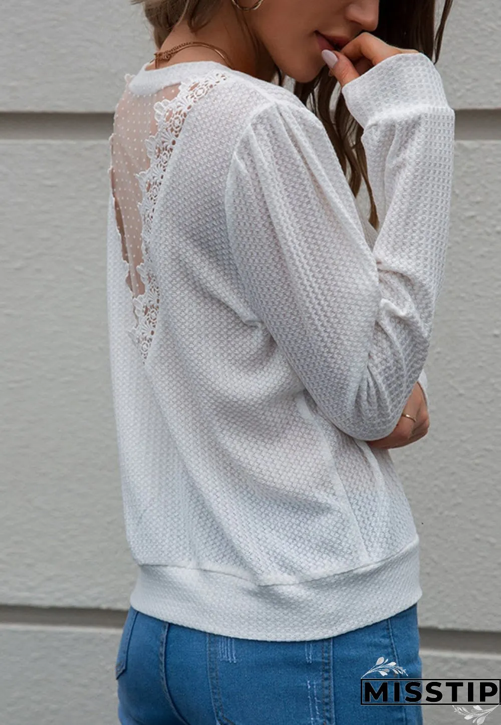 Sheer Lace Back Sweater - MissTip