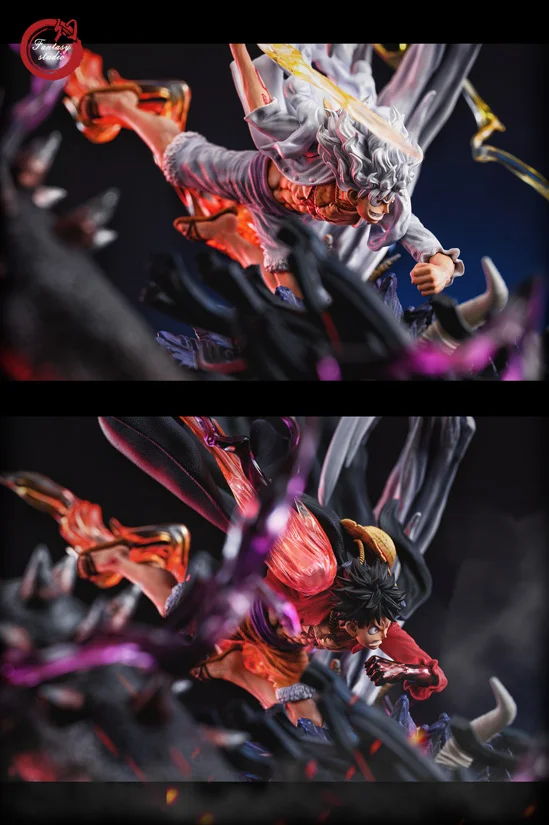 Human-Beast Form Kaido vs Nika Luffy with LED - ONE PIECE Resin Statue ...
