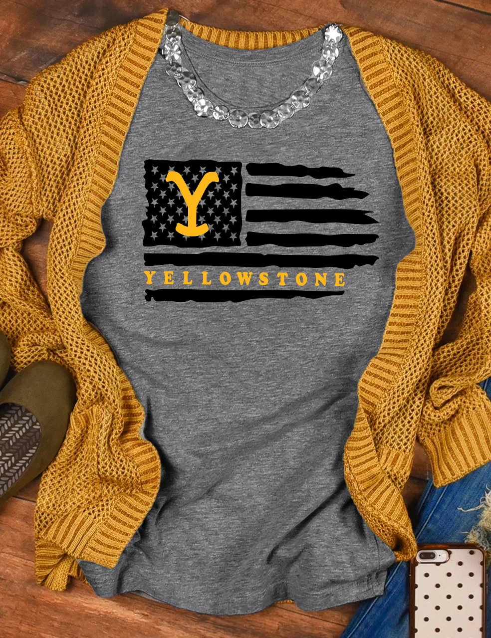 Yellowstone Dutton Ranch American Flag T-Shirt