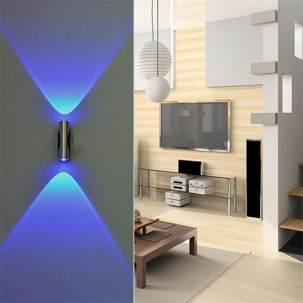 Double-headed LED Light Bedroom Blue Aluminum Wall Lamp Home Sconce ...