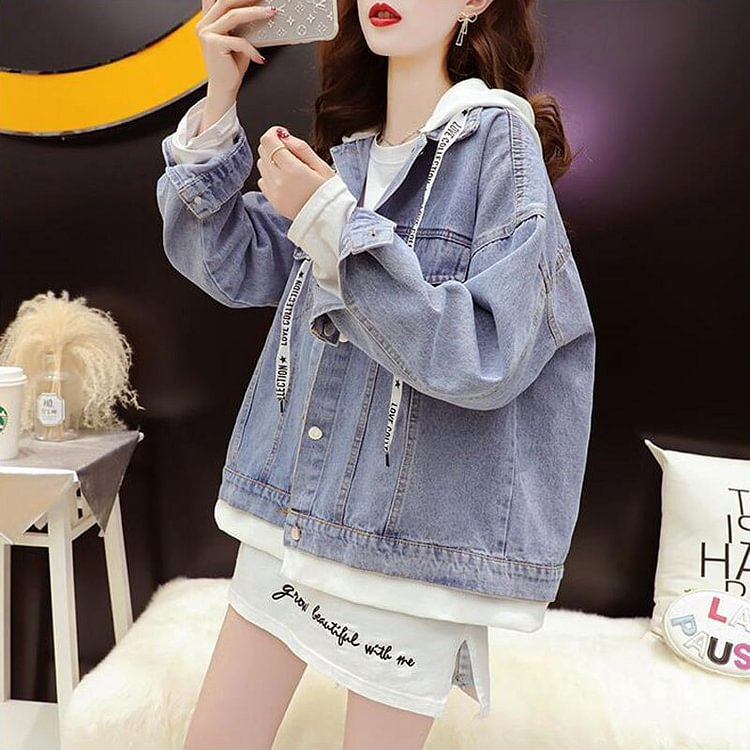 Harajuku Cute Teddy Hooded Kawaii Denim Jacket SS2149