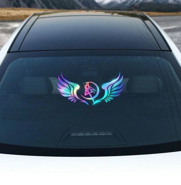 3D Angel Wings Colorful Laser Reflective Car Stickers 4PCS