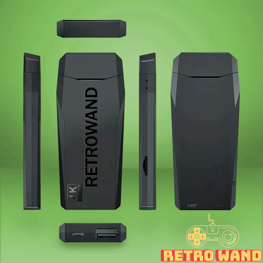 Retro Gaming Wand (4K + 64GB) 10,000 Retro Games + 2 Wireless Gamepads