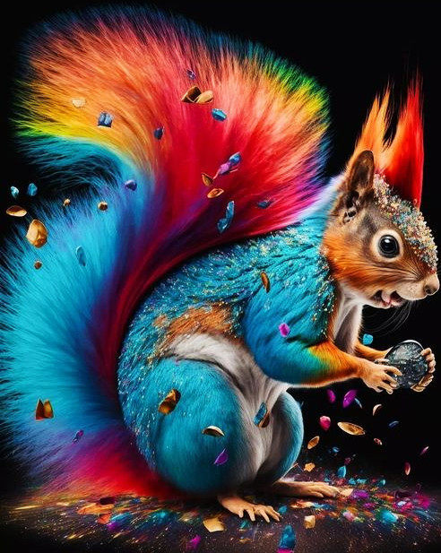 Rainbow Squirrel (canvas) full round or square drill diamond painting