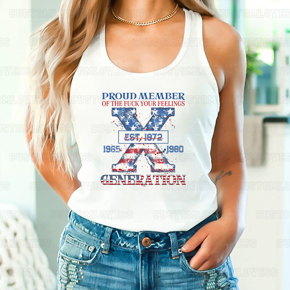 Custom Gen X American Flag Women Tank Top