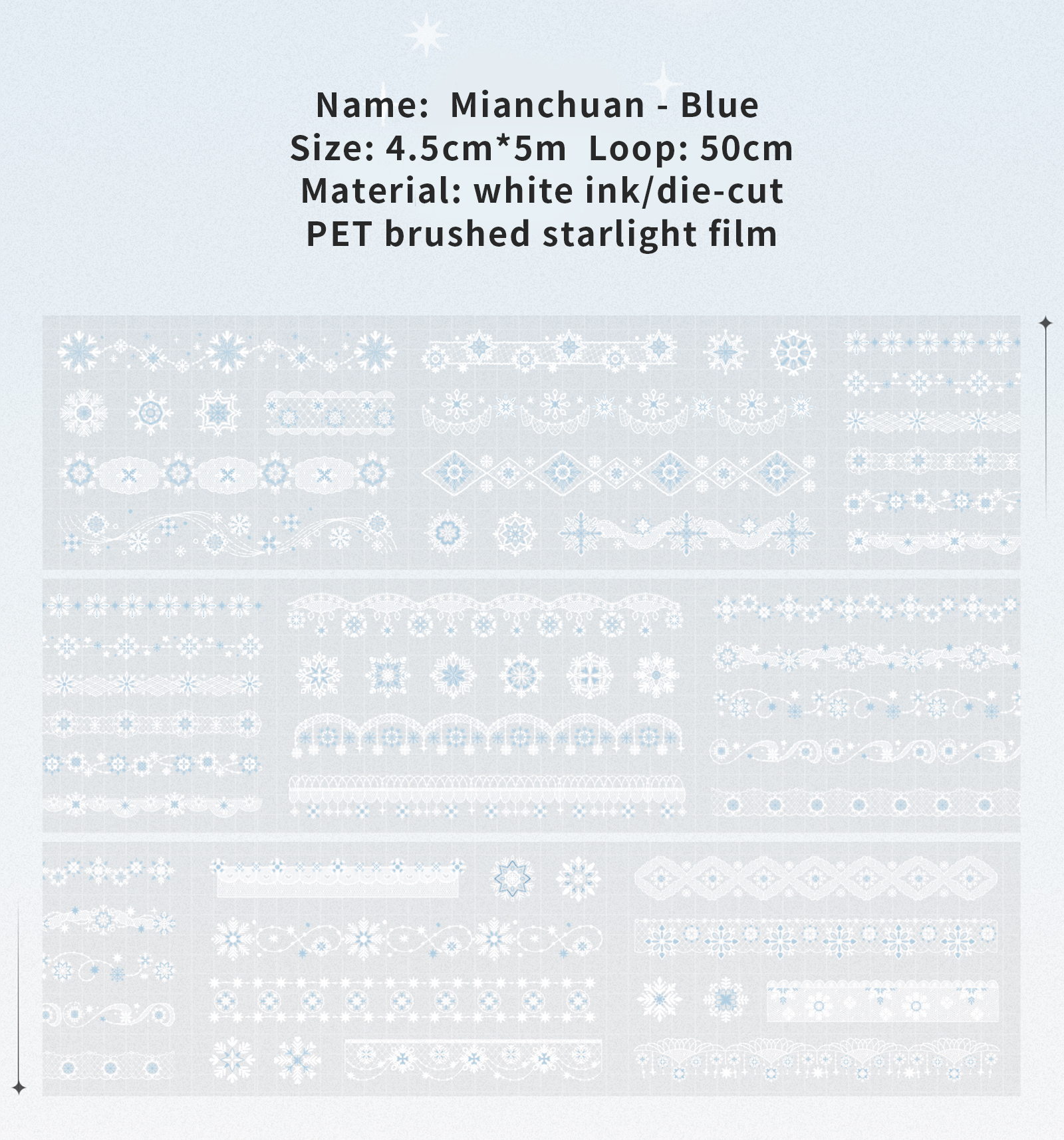 PET Tape - 45mm*5m Vintage Lace Snowflake 9.25