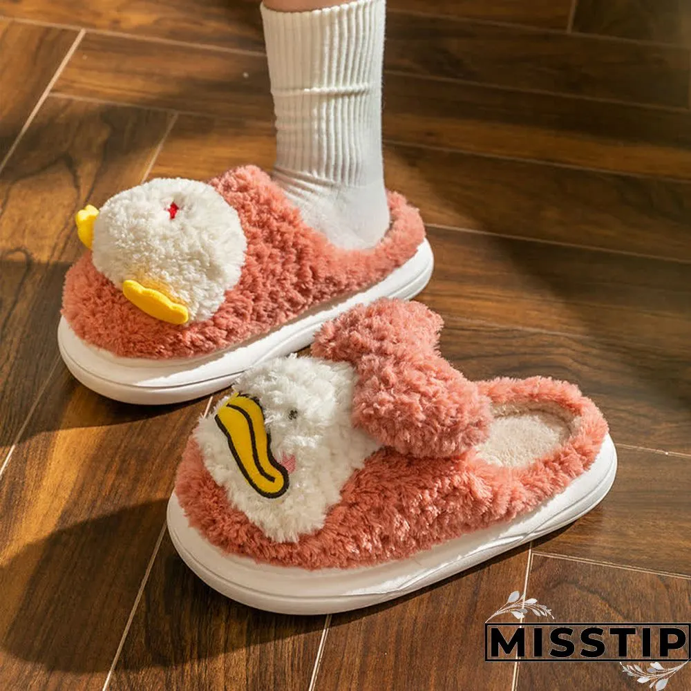 Chic Cartoon Duck Plush Slippers - MissTip