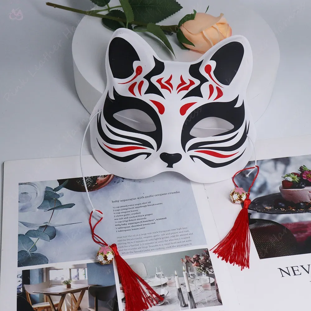 Billionm Mask Half Face Hand-painted Cat The Nine-tailed Fox Mask Anime ...