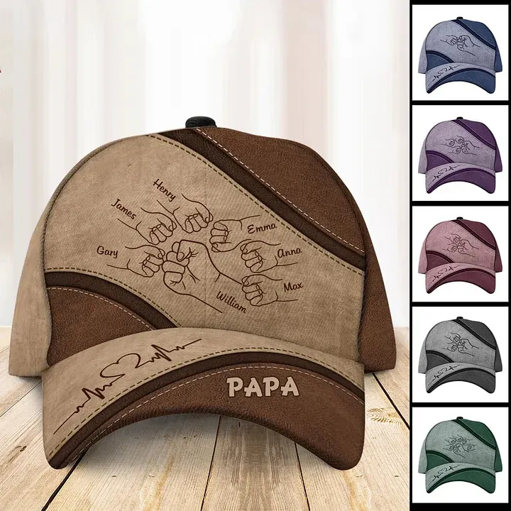 Personalized Outline Fist Bump Daddy Grandpa Classic Cap