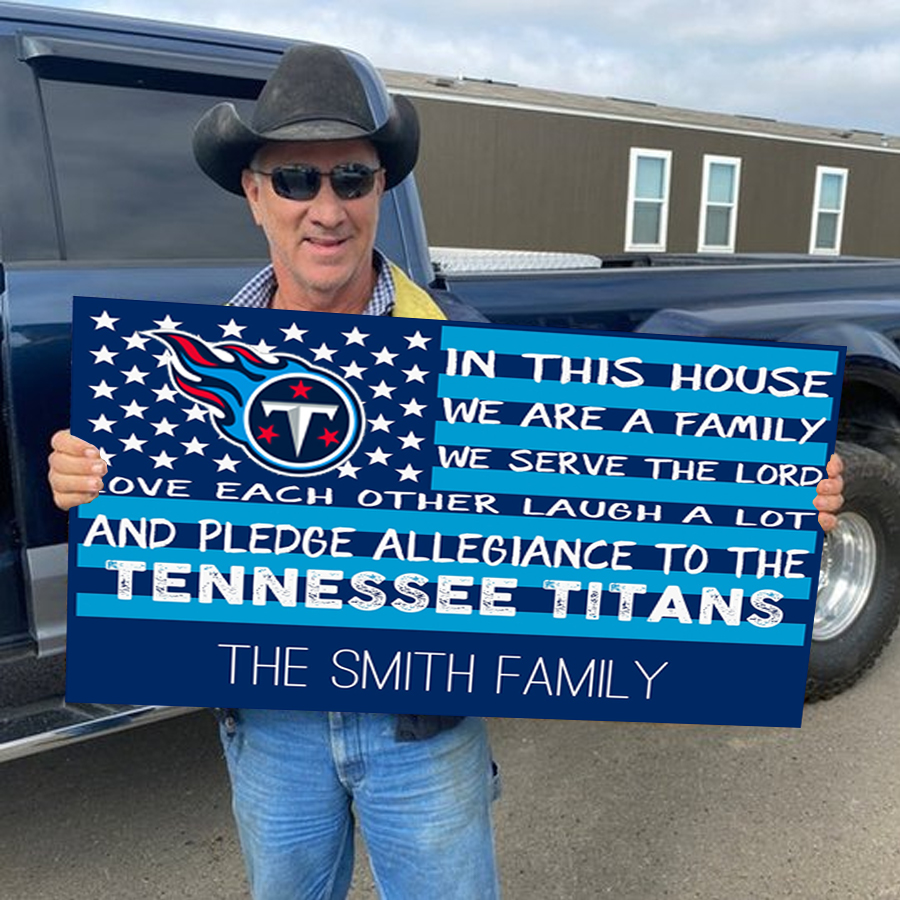 Personalized Tennessee Titans Wood Pledge Allegiance American Flag
